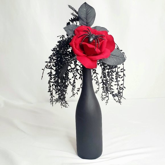 Hand Crafted | Holiday | Halloween Centerpiece Red Rose With Creepy ...